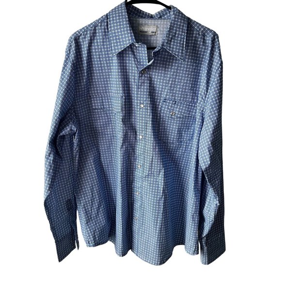 Wrangler | Shirts | Wrangler Rancher Mens Blue White Long Sleeve Pearl ...